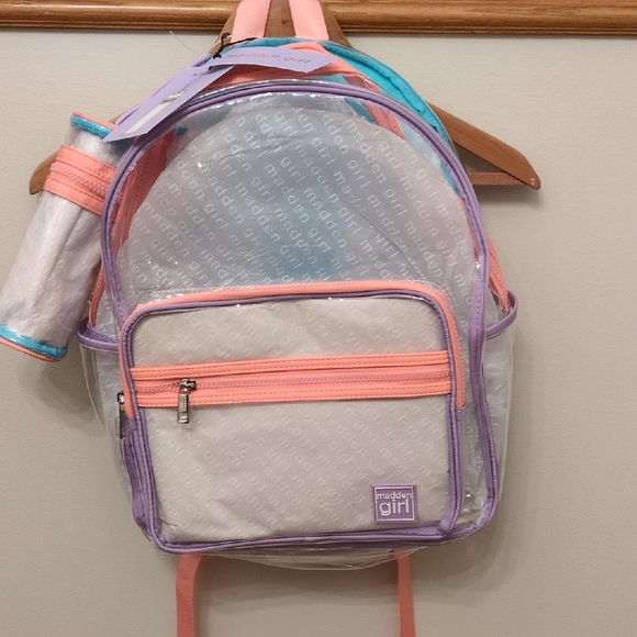 Madden Girl | Bags | Madden Girl Clear Backpack Pastel Pink Purple Blue ...